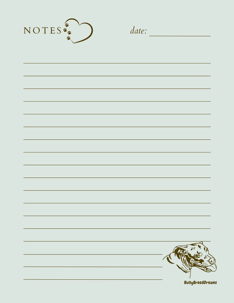 Printable Green Bully Breed Planner Pages - Etsy