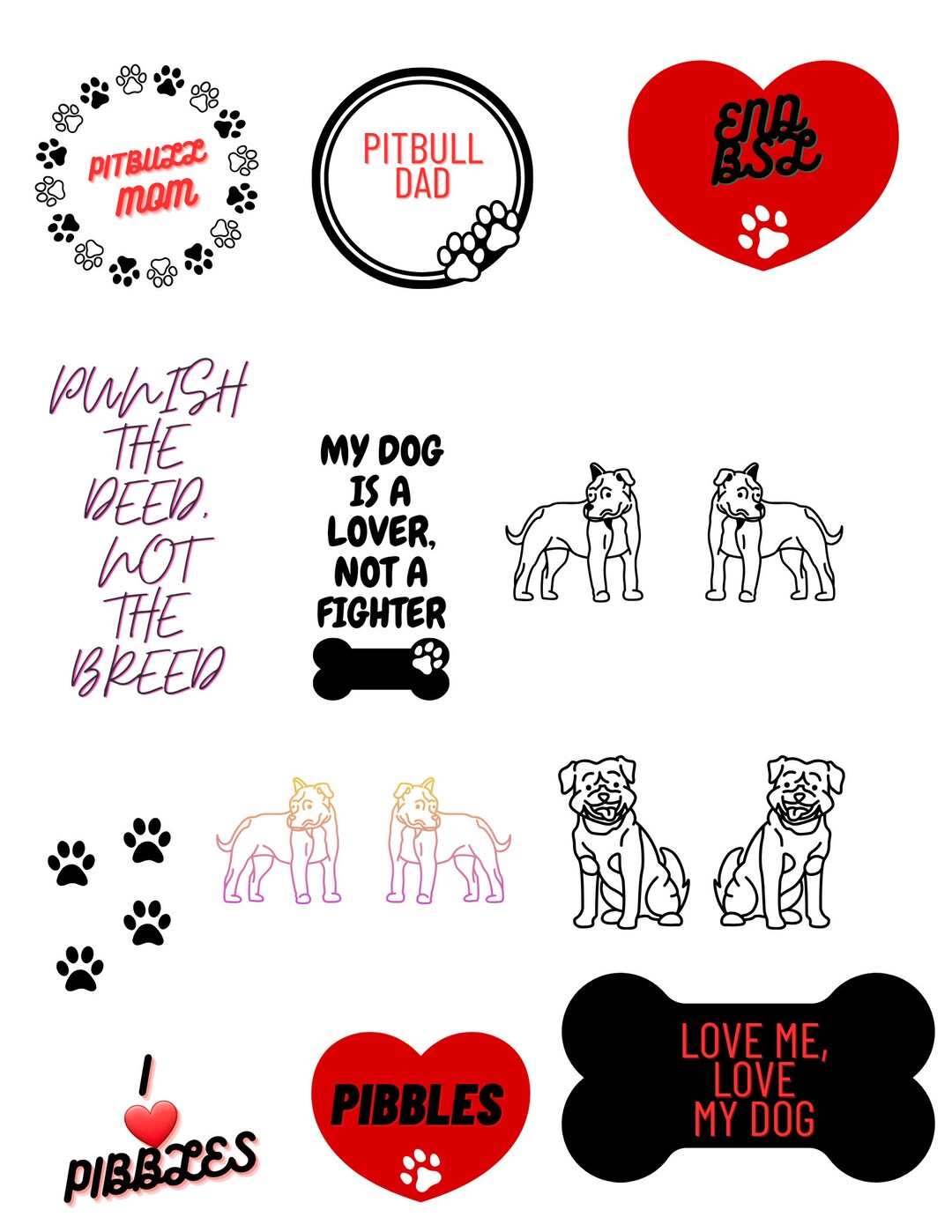 Printable Bully Breed Sticker Cutouts - Etsy