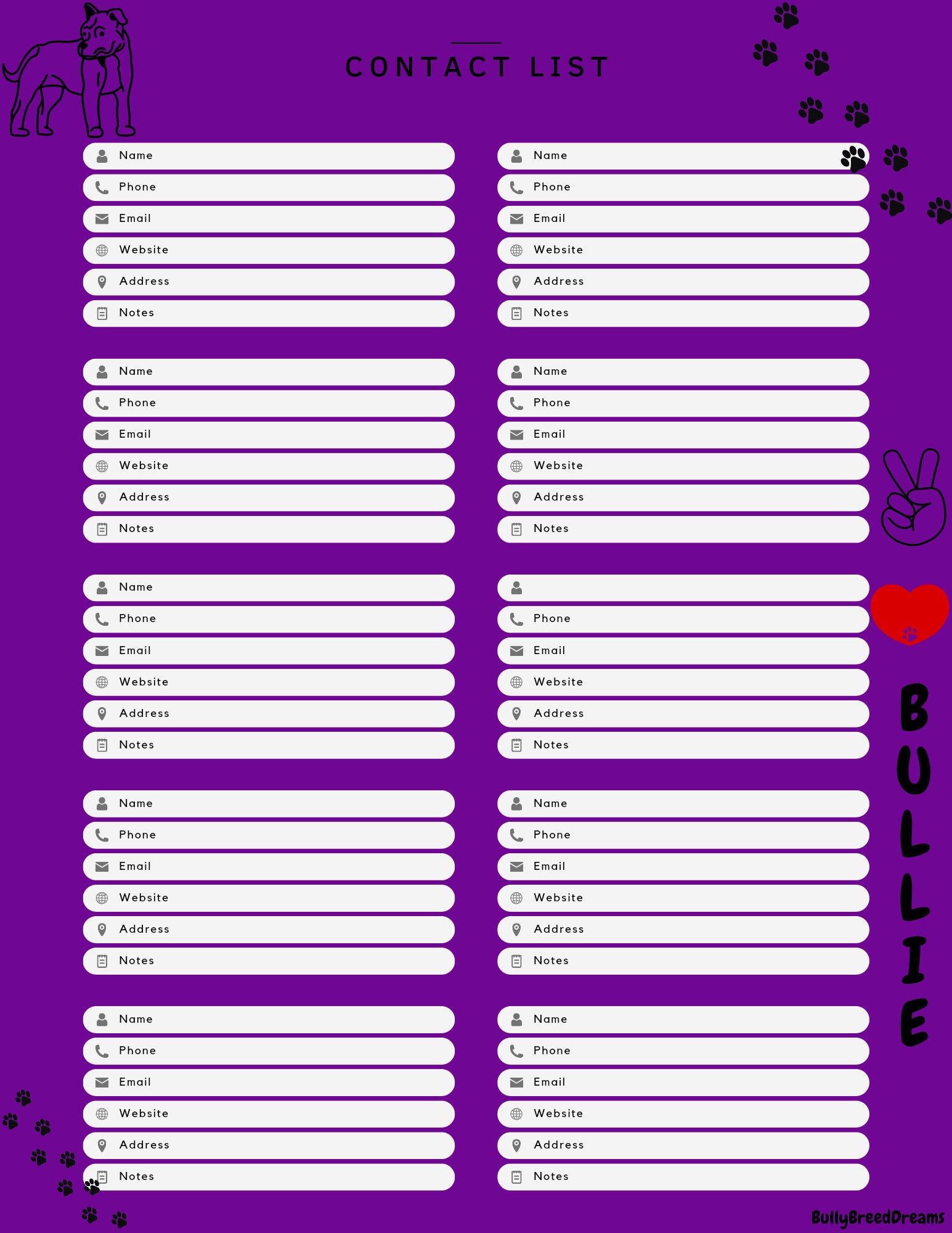 Printable Purple Bully Breed Daily Planner Pages - Etsy