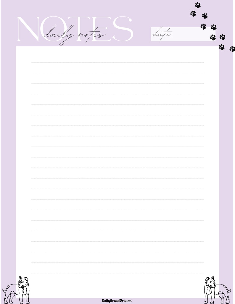 Printable Purple Bully Breed Daily Planner Pages - Etsy