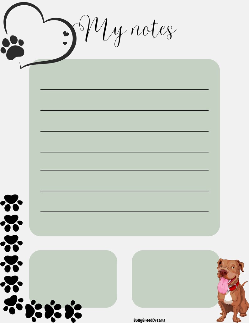 Printable Green Bully Breed Planner Pages - Etsy