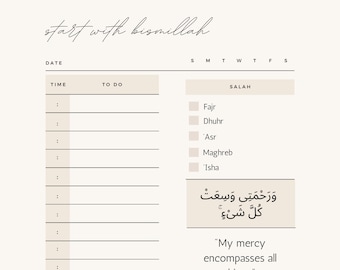 DAILY ISLAMIC PLANNER Printable Muslim Daily Planner Muslim Planner ...
