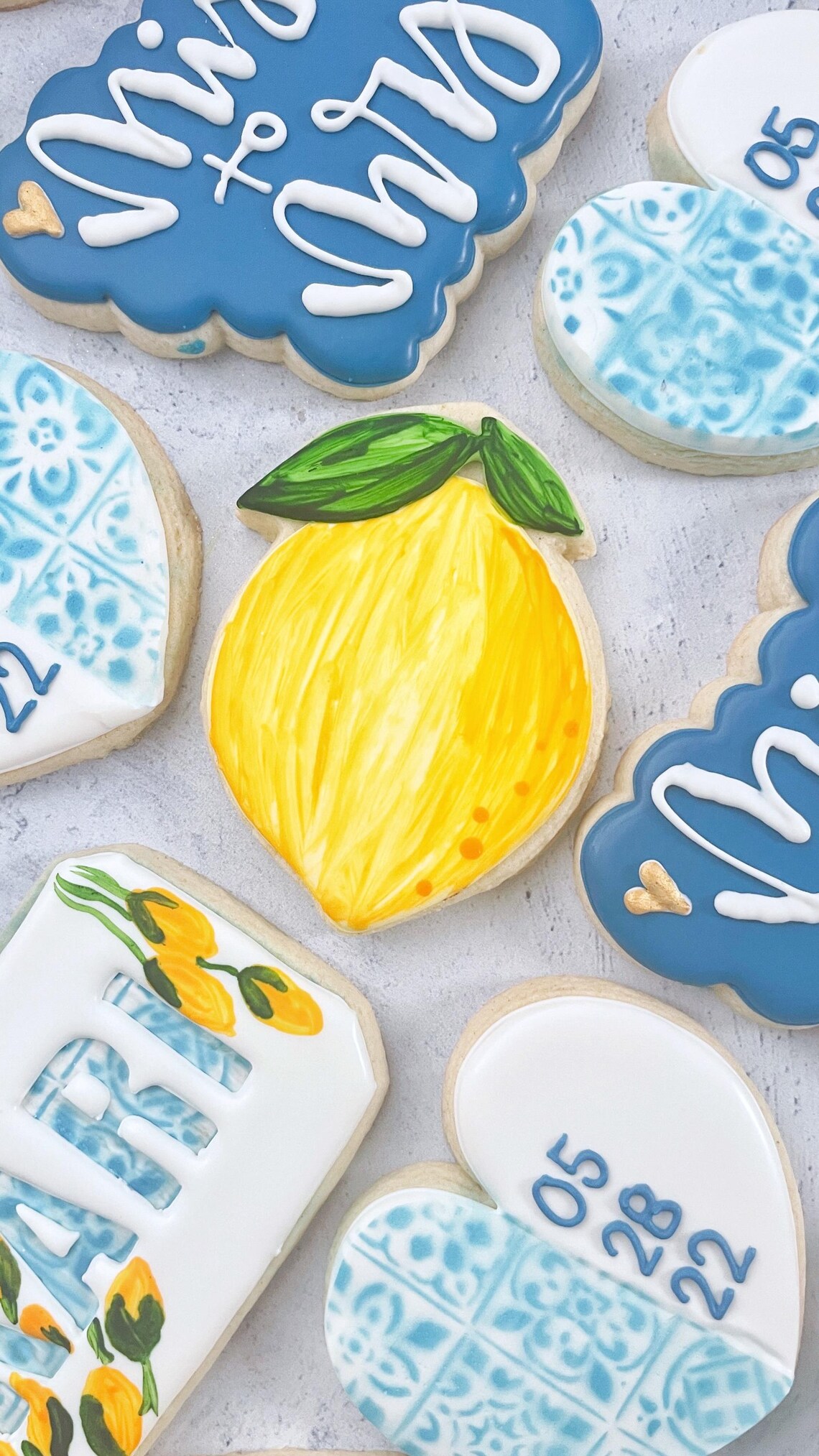 Lemon Tile Wedding Cookies: Hand-painted Mediterranean Favors - Etsy