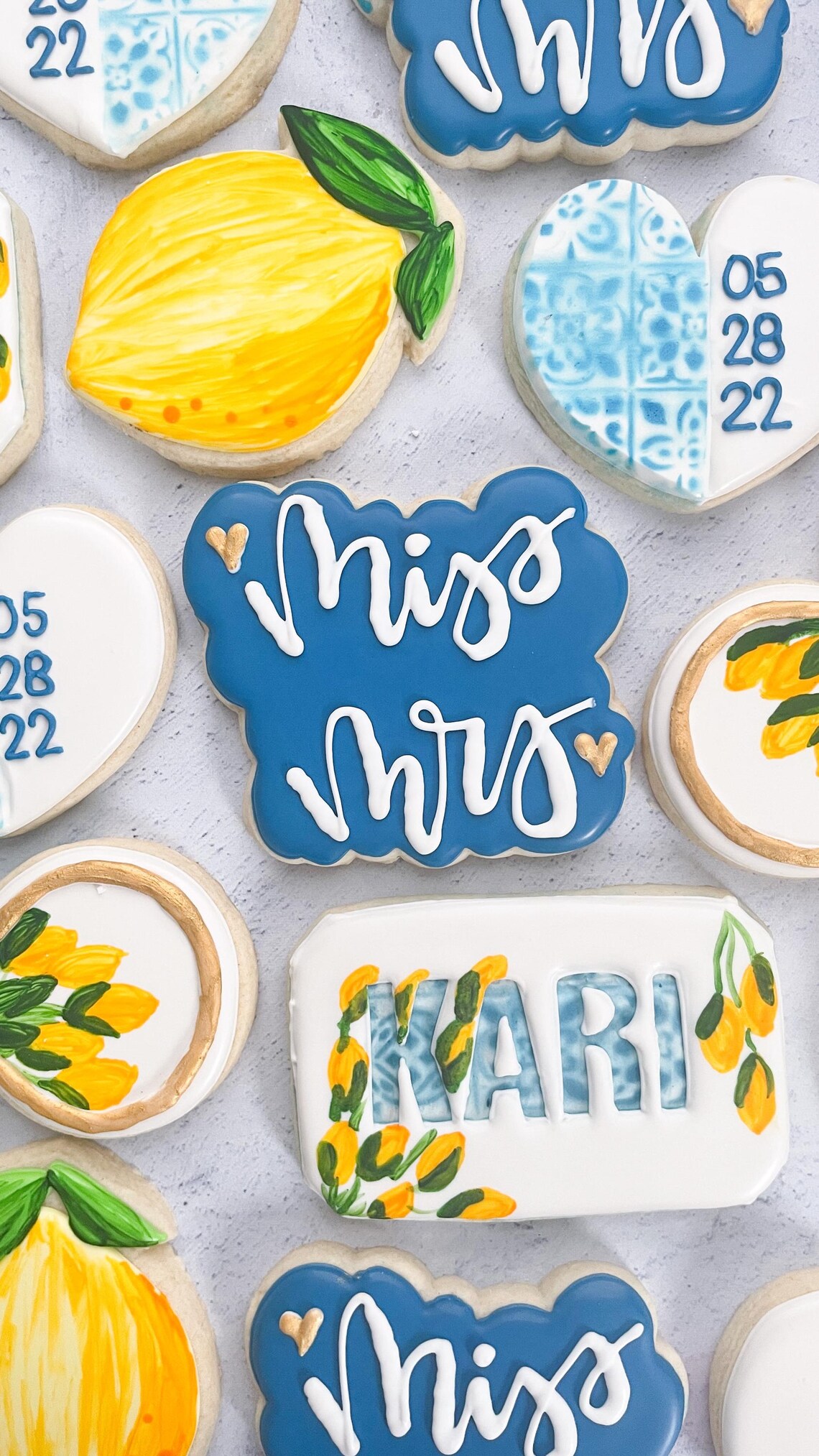 Lemon Tile Wedding Cookies: Hand-painted Mediterranean Favors - Etsy