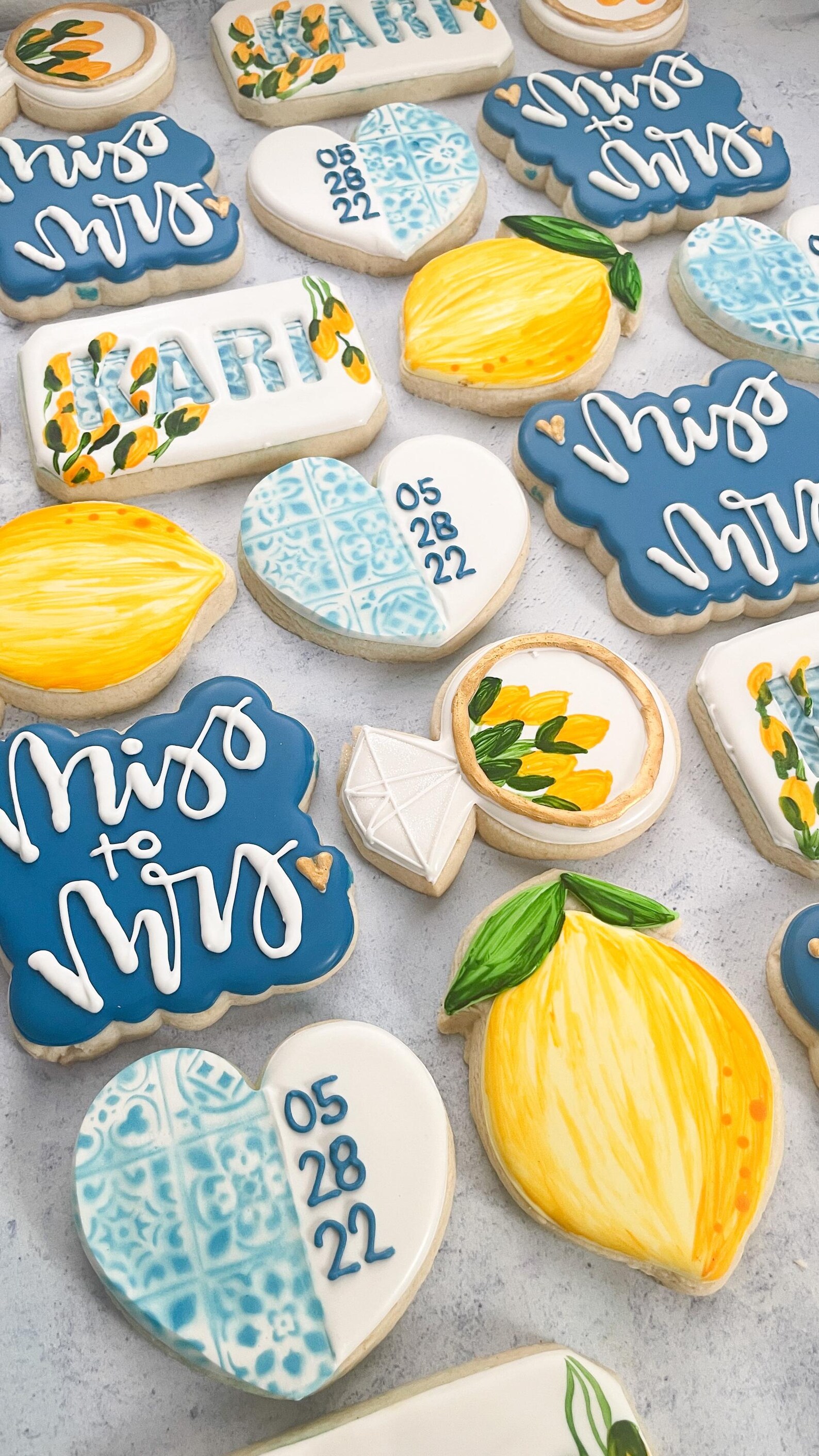 Lemon Tile Wedding Cookies: Hand-painted Mediterranean Favors - Etsy
