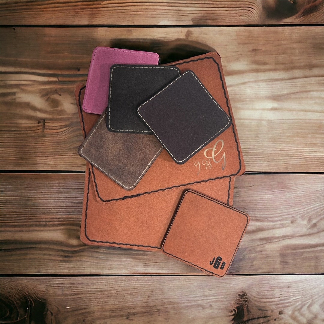 Custom Leather Appearance Neoprene Mouse Pad & Coaster Desk Set - Etsy