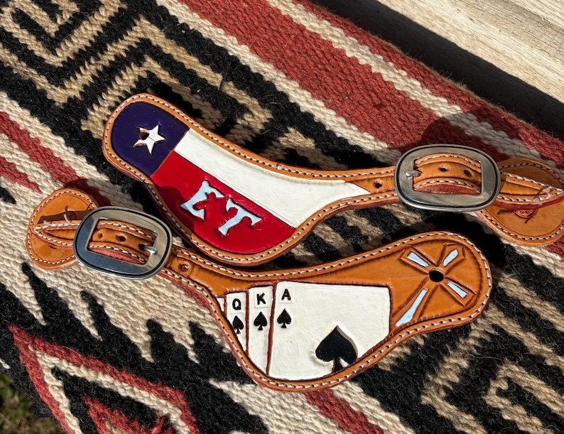 Tooled Spur Straps - Etsy
