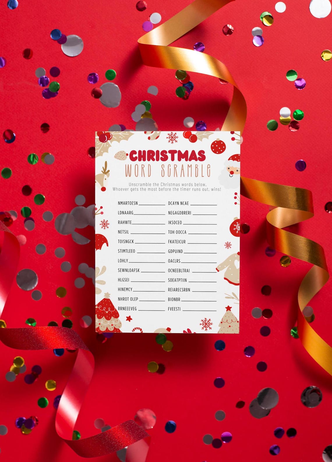 Christmas Word Scramble Game, Christmas Party Game, Printable Christmas ...