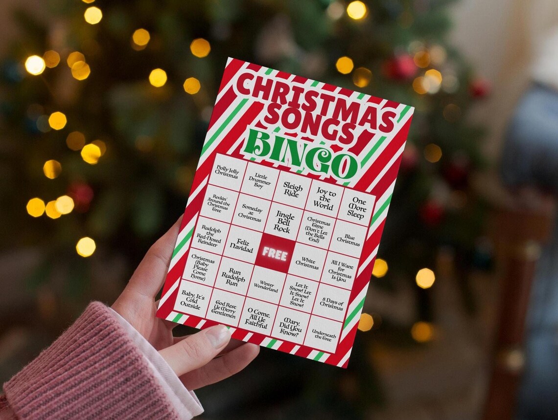 50 Christmas Songs Bingo Cards, Christmas Song Bingo Game, Xmas Songs ...