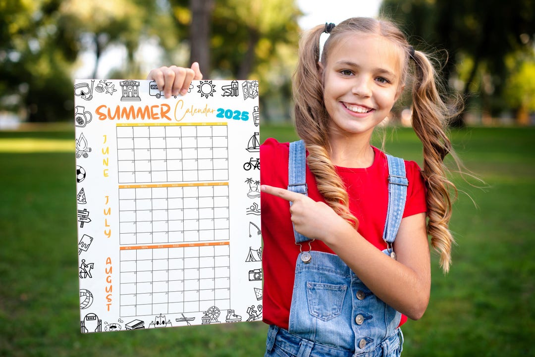2025 Summer Calendar, Editable Summer Calendar for Kids, Printable ...