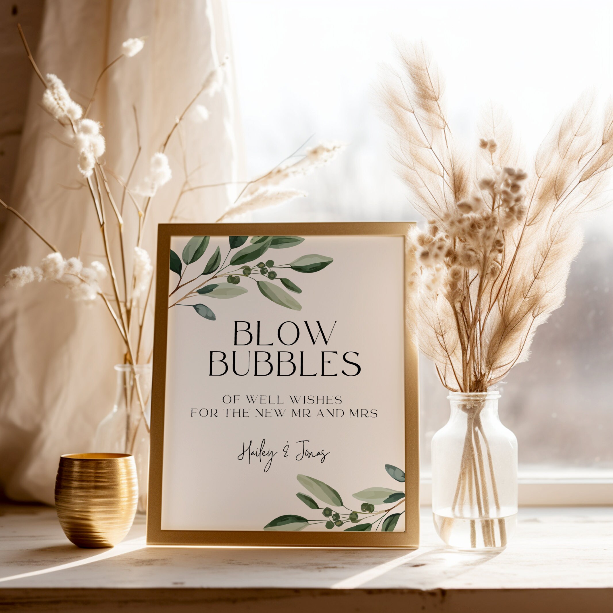 Greenery Bubble Send off Sign, Wedding Blow Bubbles Sign, Wedding Sign ...