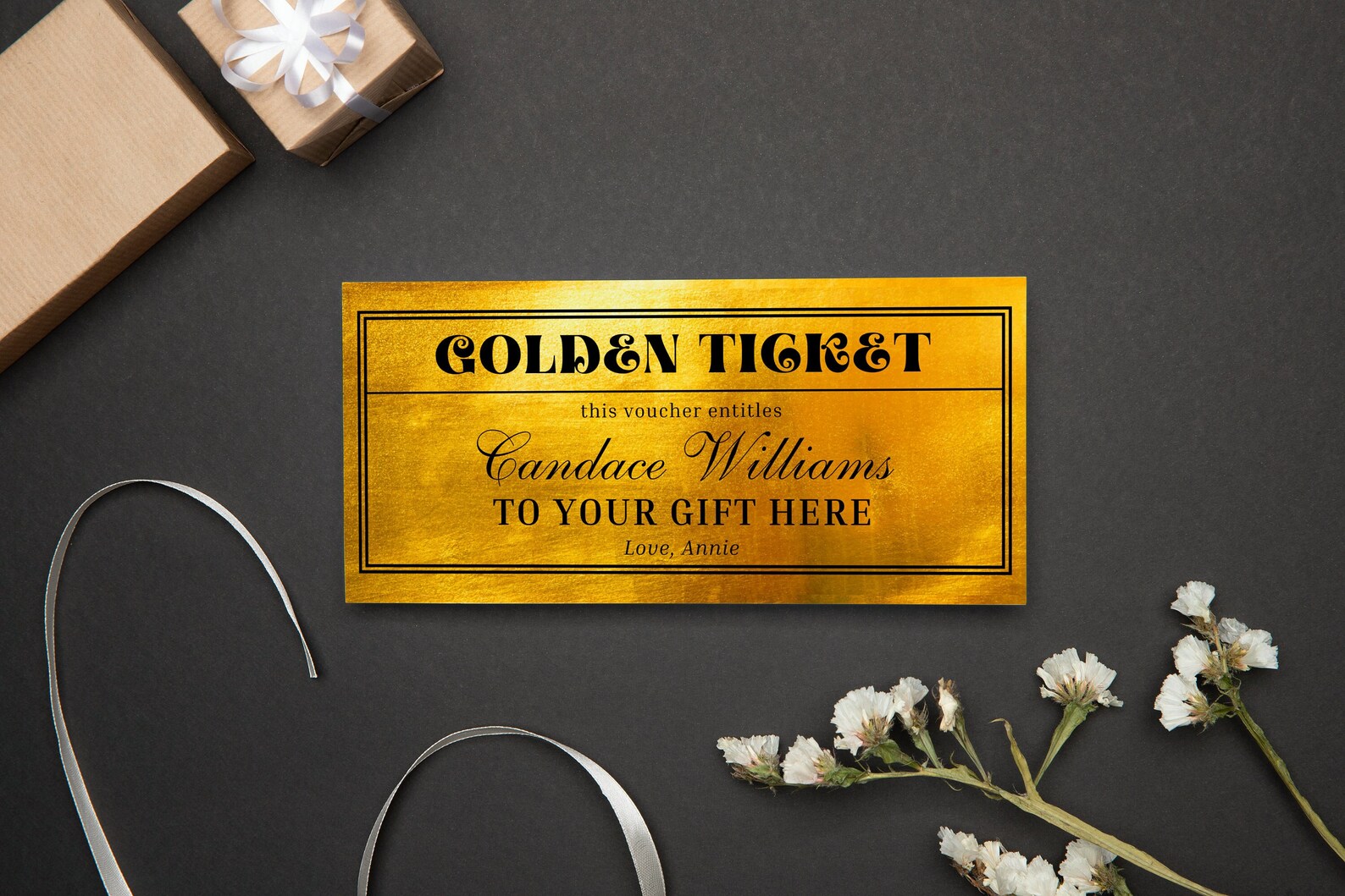 Editable Golden Ticket Gift Card Template, Gift Voucher Golden Ticket ...