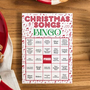 50 Christmas Songs Bingo Cards, Christmas Song Bingo Game, Xmas Songs ...