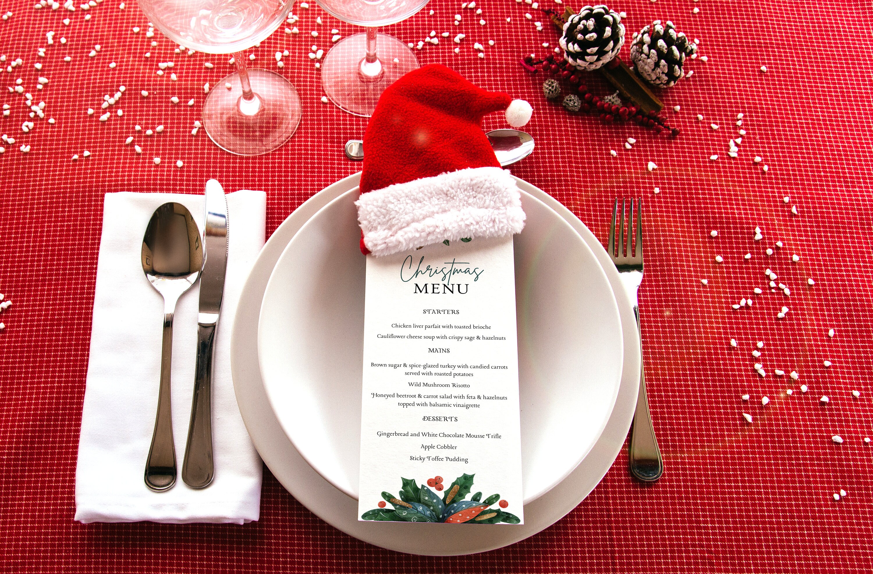 Christmas Menu Card Template, DIY Christmas Menu, Printable Greenery ...