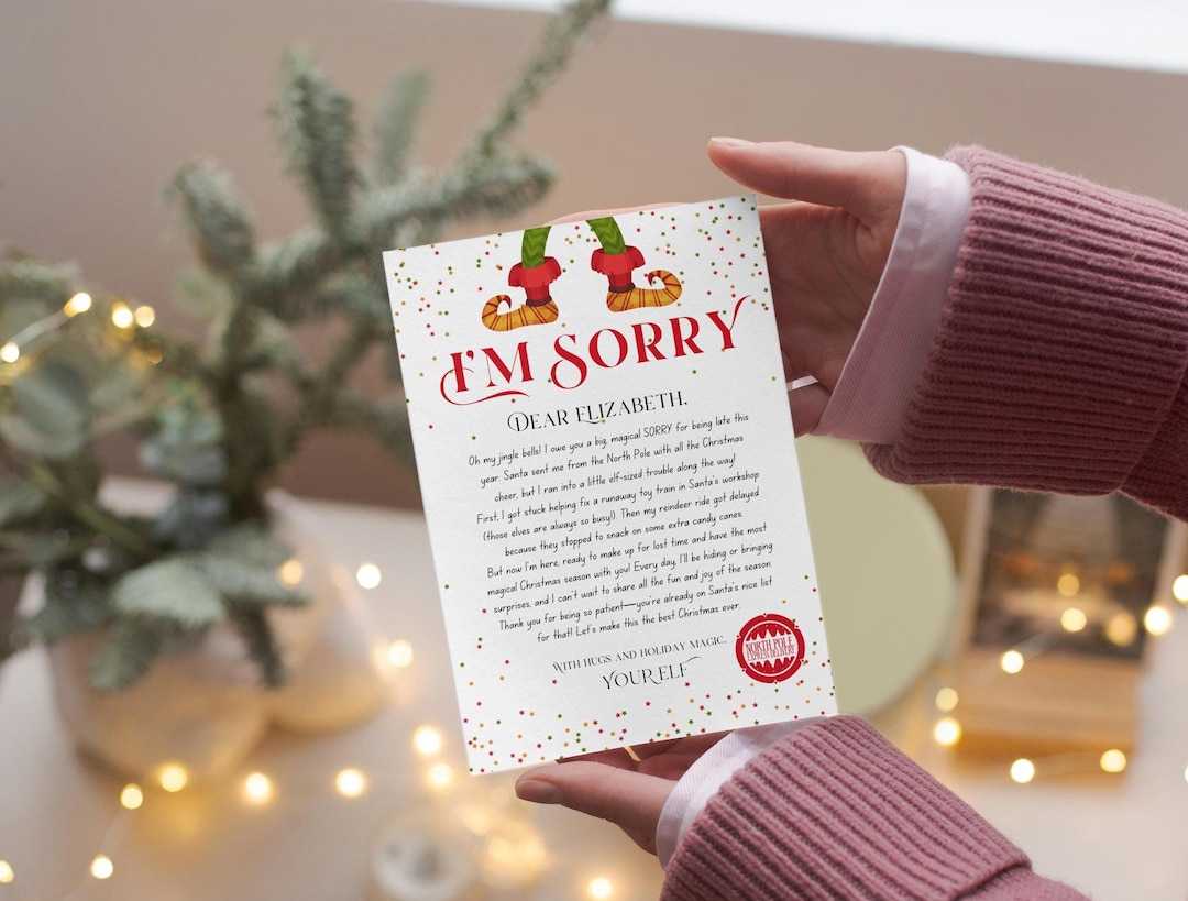 Sorry I'm Late, Late Elf Letter Christmas, Elf Arrival Letter, Elf is ...