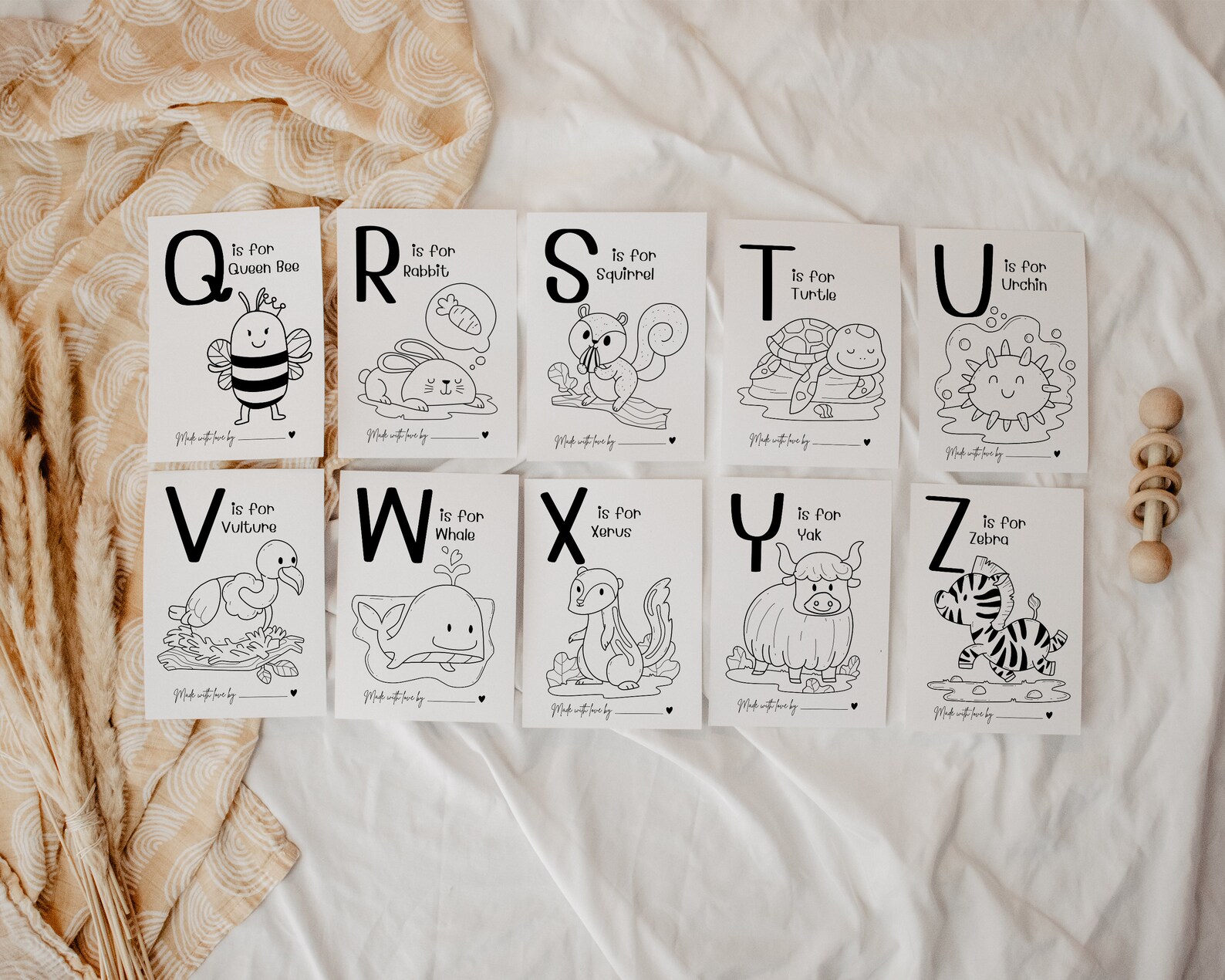Baby Shower ABC Coloring Book, First Alphabet Coloring Book, Minimalist ...
