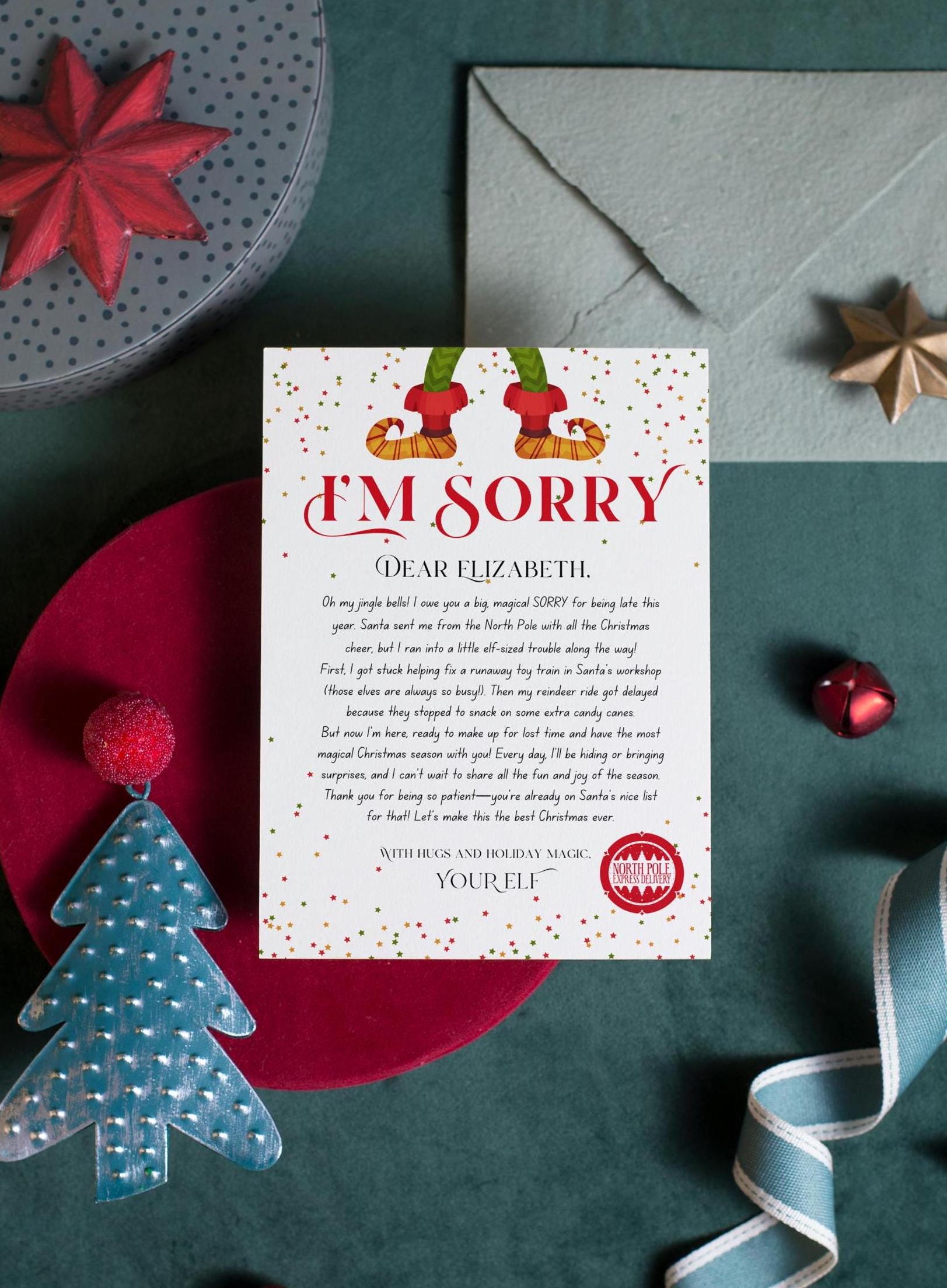 Sorry I'm Late, Late Elf Letter Christmas, Elf Arrival Letter, Elf is ...