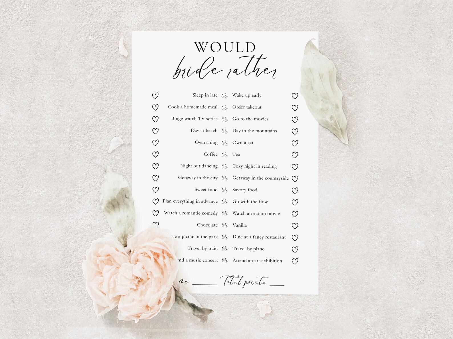 Would Bride Rather Bridal Shower Game, Would She Rather, Who Knows the ...