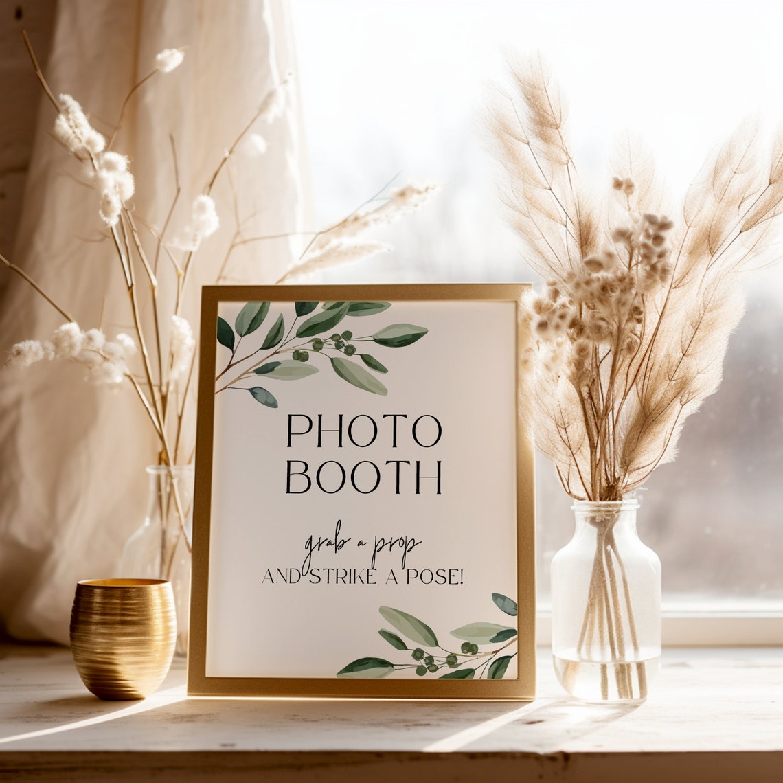 Photo Booth Sign Template Modern Photo Booth Sign Greenery - Etsy Canada