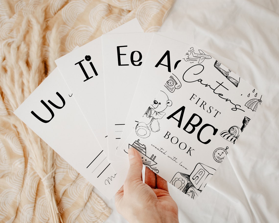 Baby Shower ABC Book, First Alphabet Book, Minimalist Baby Shower ABC ...