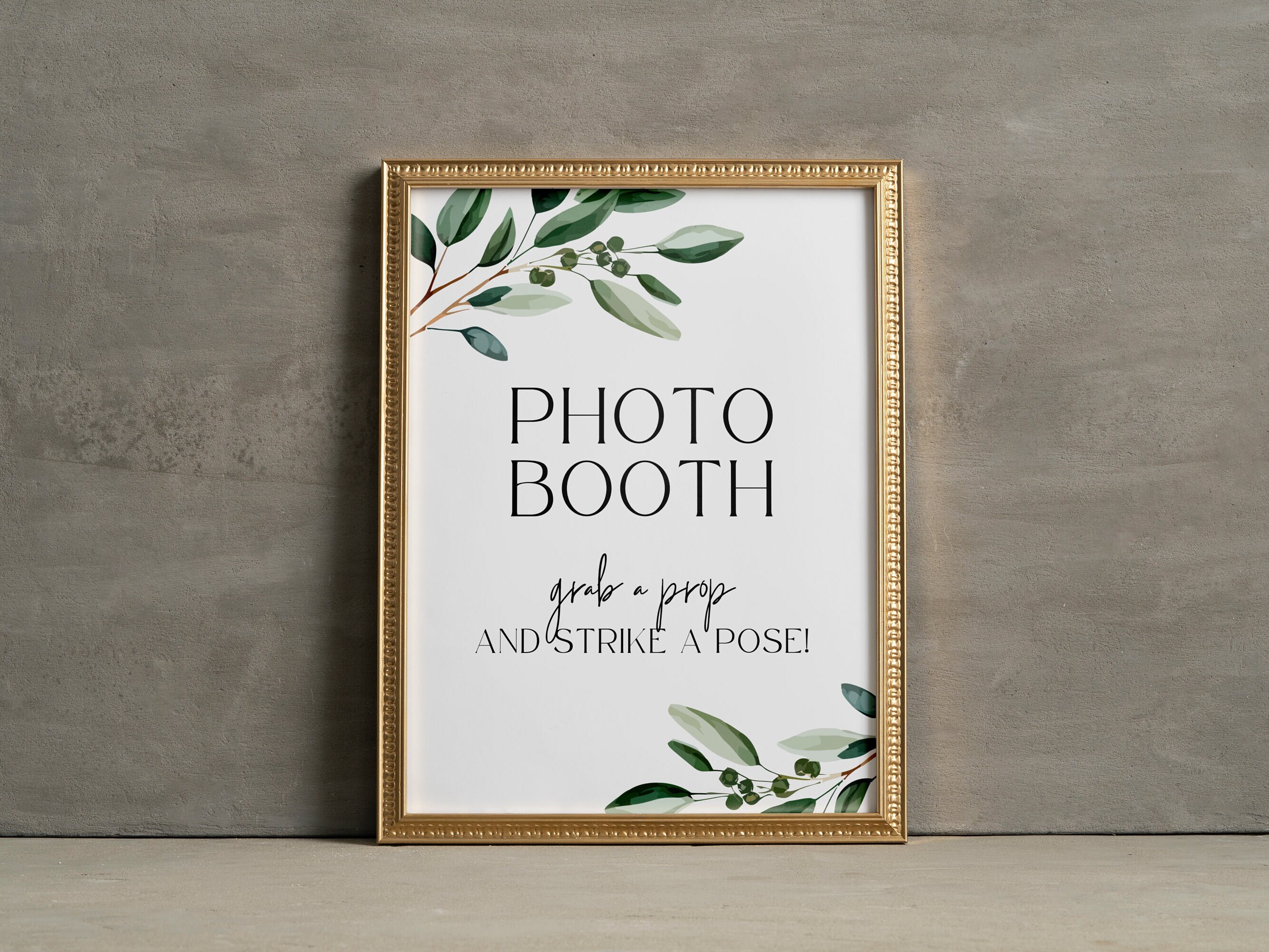 Photo Booth Sign Template Modern Photo Booth Sign Greenery - Etsy