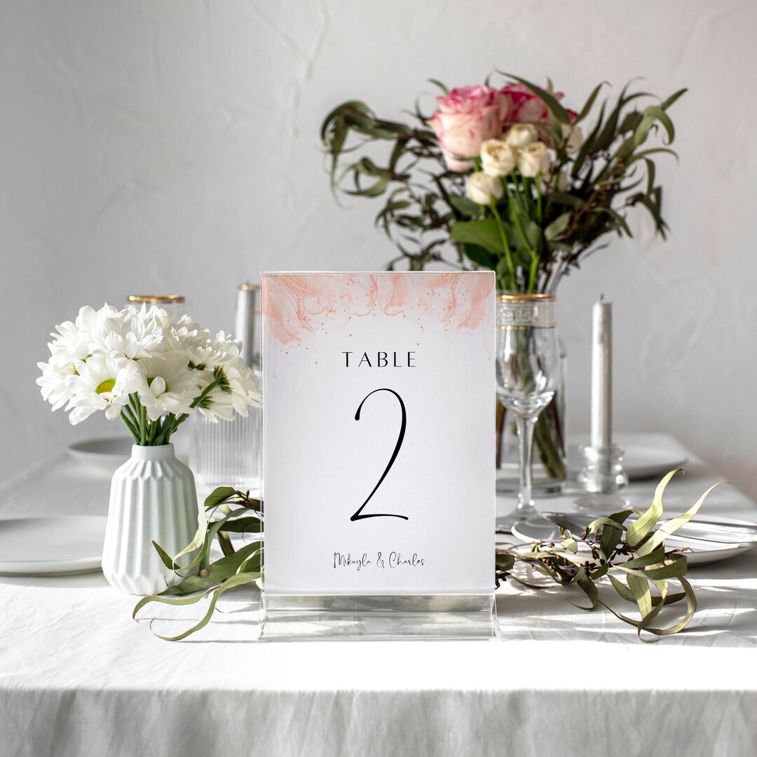 Watercolor Wedding Table Number Sign Template, Modern Table Numbers ...