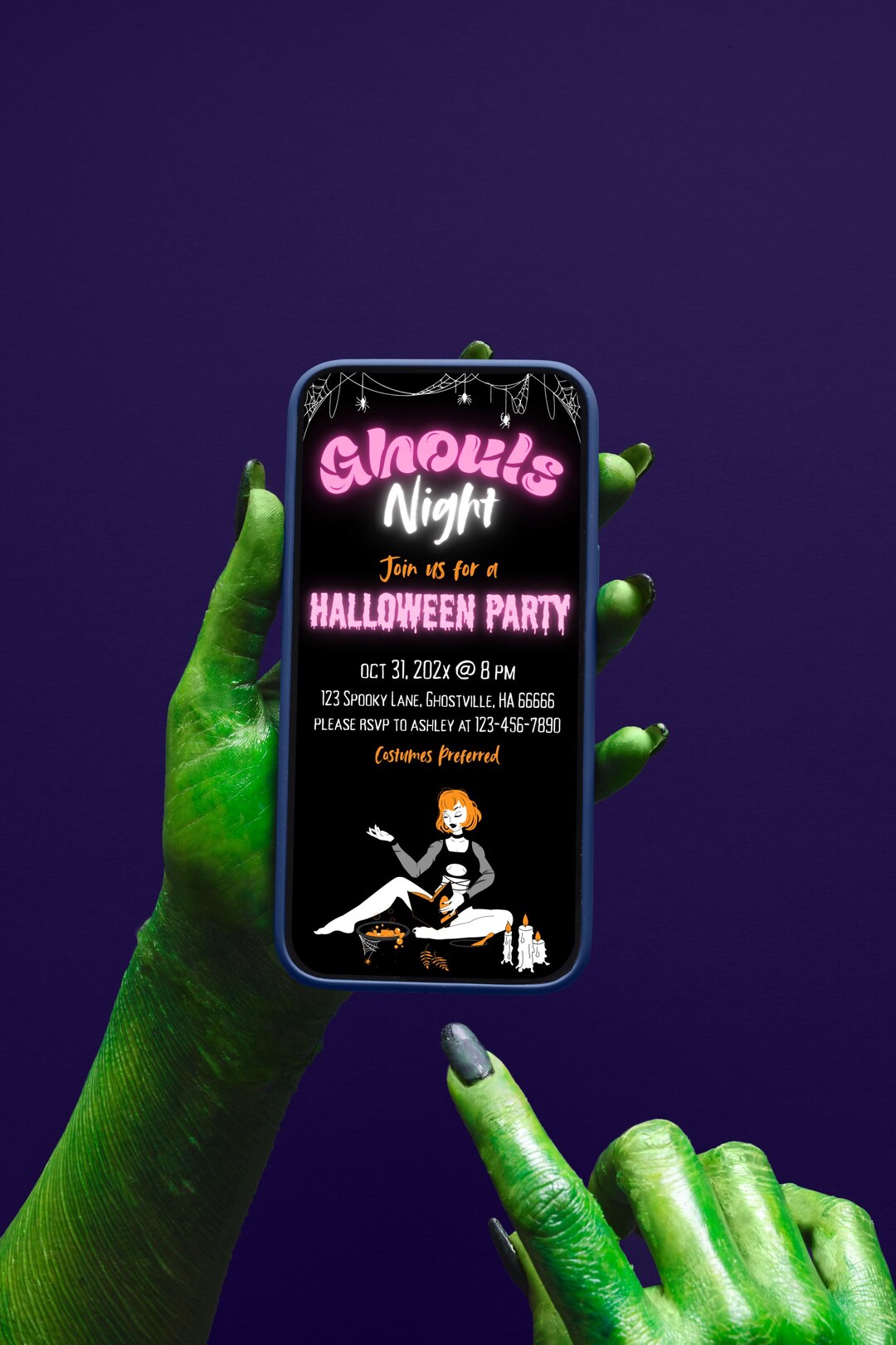 Ghouls Night Halloween Girls Party Electronic Invite, Halloween Evite ...