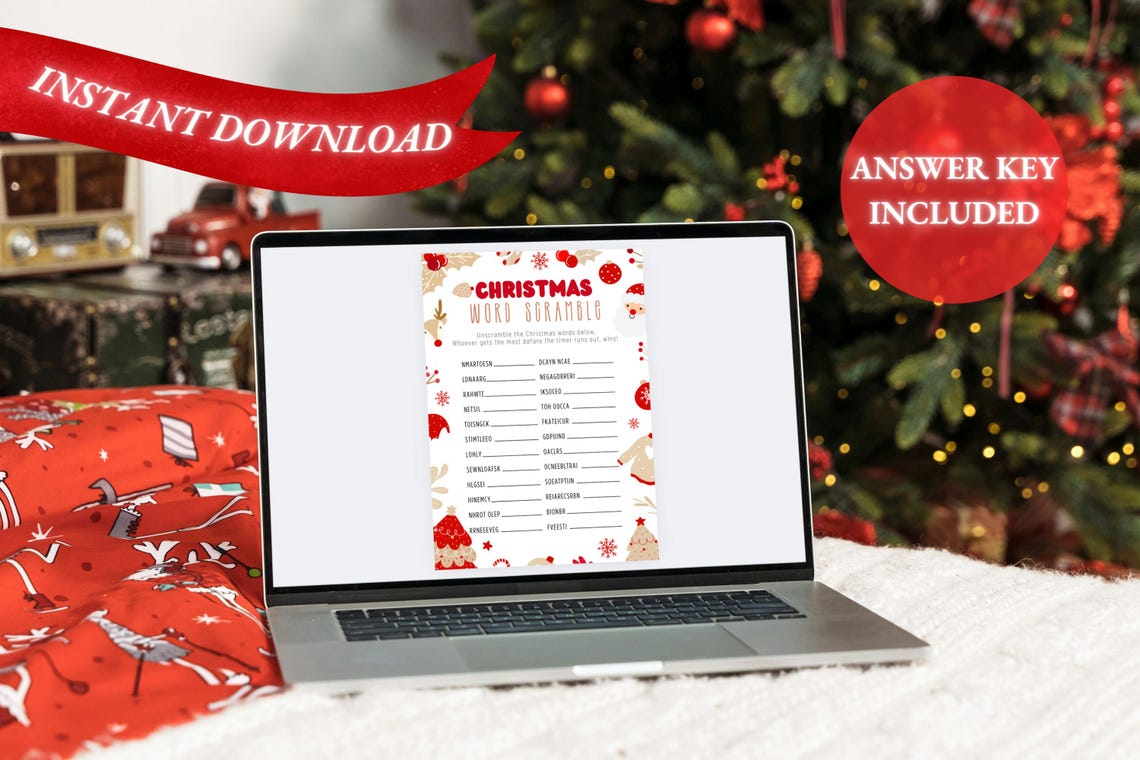 Christmas Word Scramble Game, Christmas Party Game, Printable Christmas ...