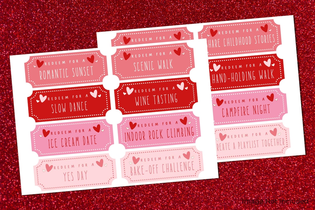 Valentine Love Coupons, 80 Valentine Coupon Book Editable, Valentine's ...
