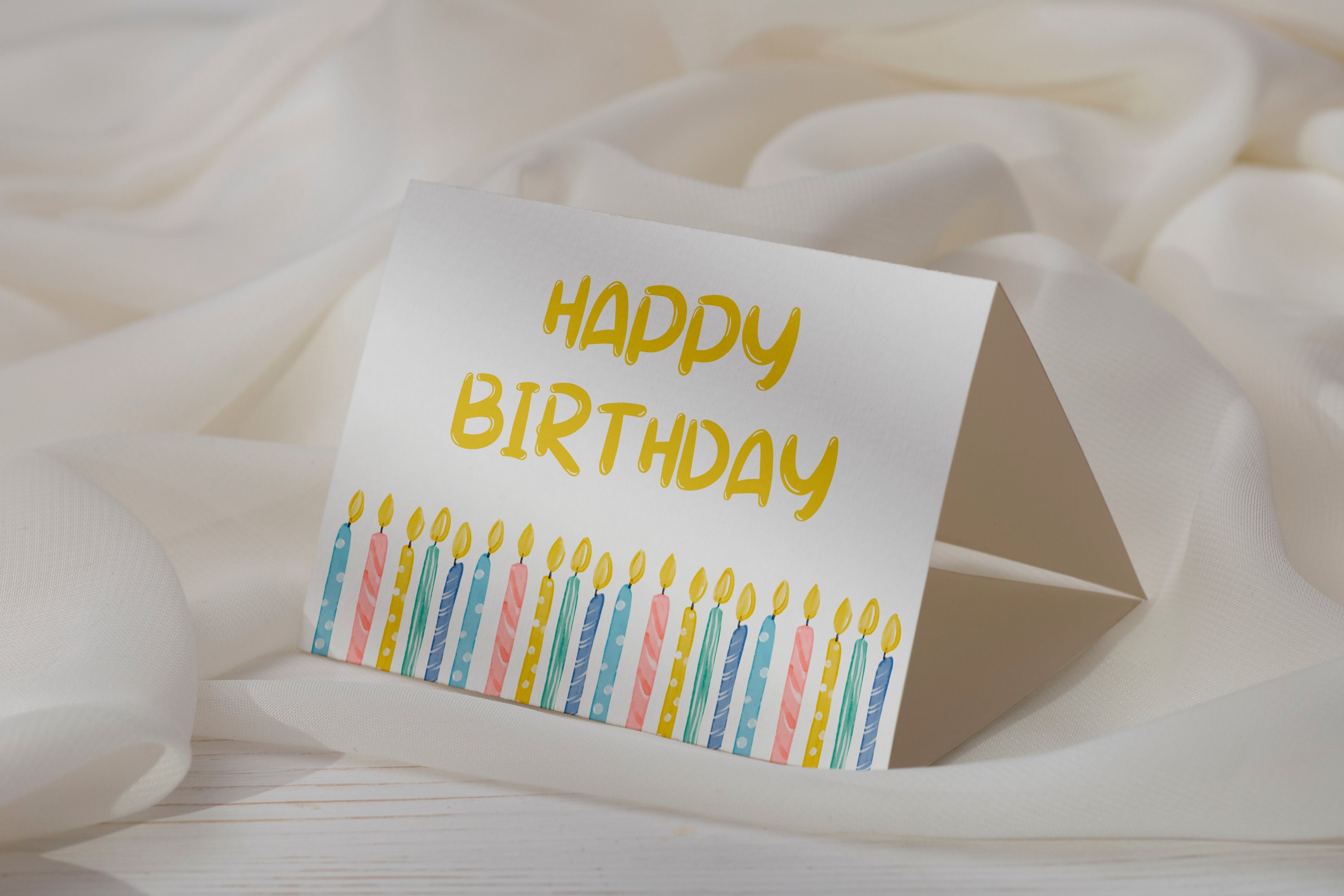 Printable Birthday Card With Candles Editable Pastel Birthday - Etsy