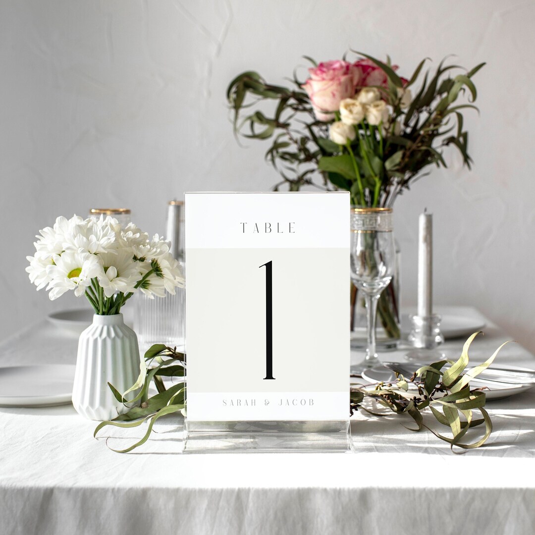Minimalist Wedding Table Number Template, Modern Table Numbers Sign ...