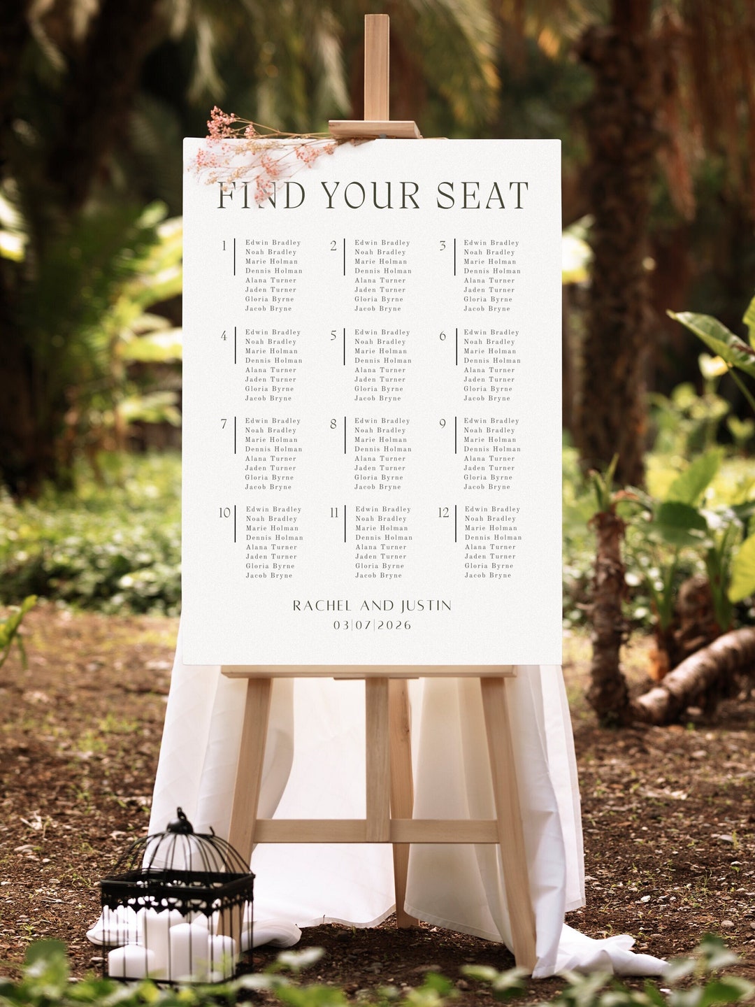 Minimal Find Your Seat Sign, Classic Wedding Seating Chart Template ...