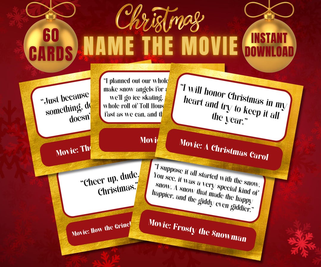 Name the Movie Christmas Game, Printable Christmas Movie Game, 60 Name ...