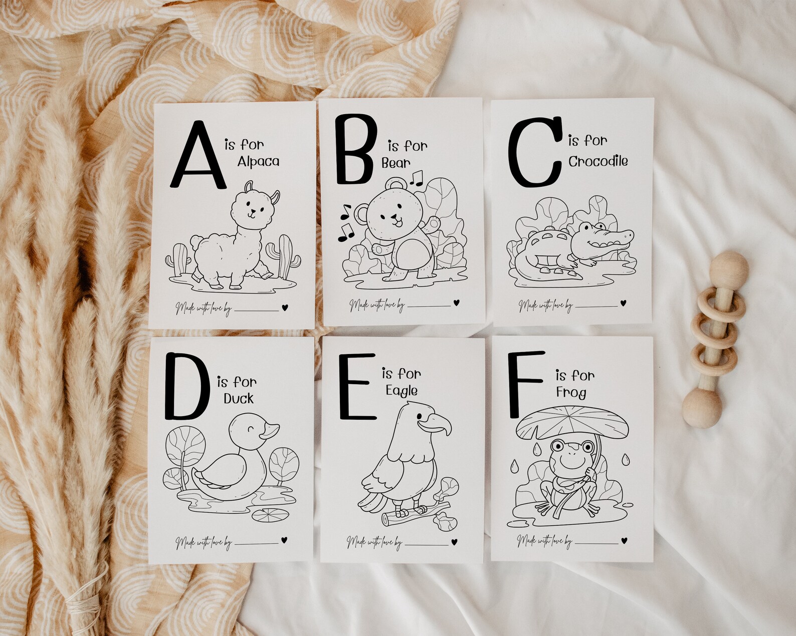 Baby Shower ABC Coloring Book, First Alphabet Coloring Book, Minimalist ...