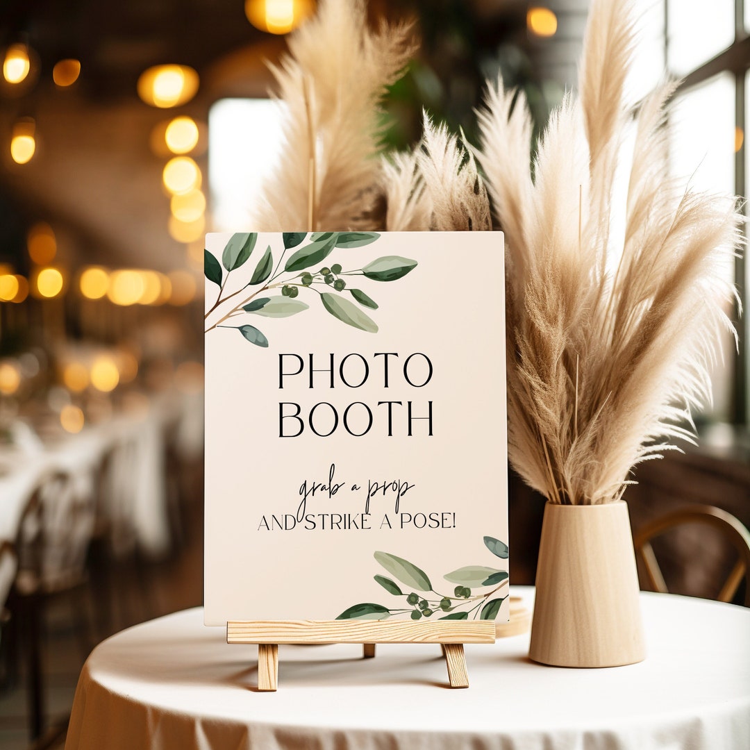 Photo Booth Sign Template Modern Photo Booth Sign Greenery - Etsy Canada