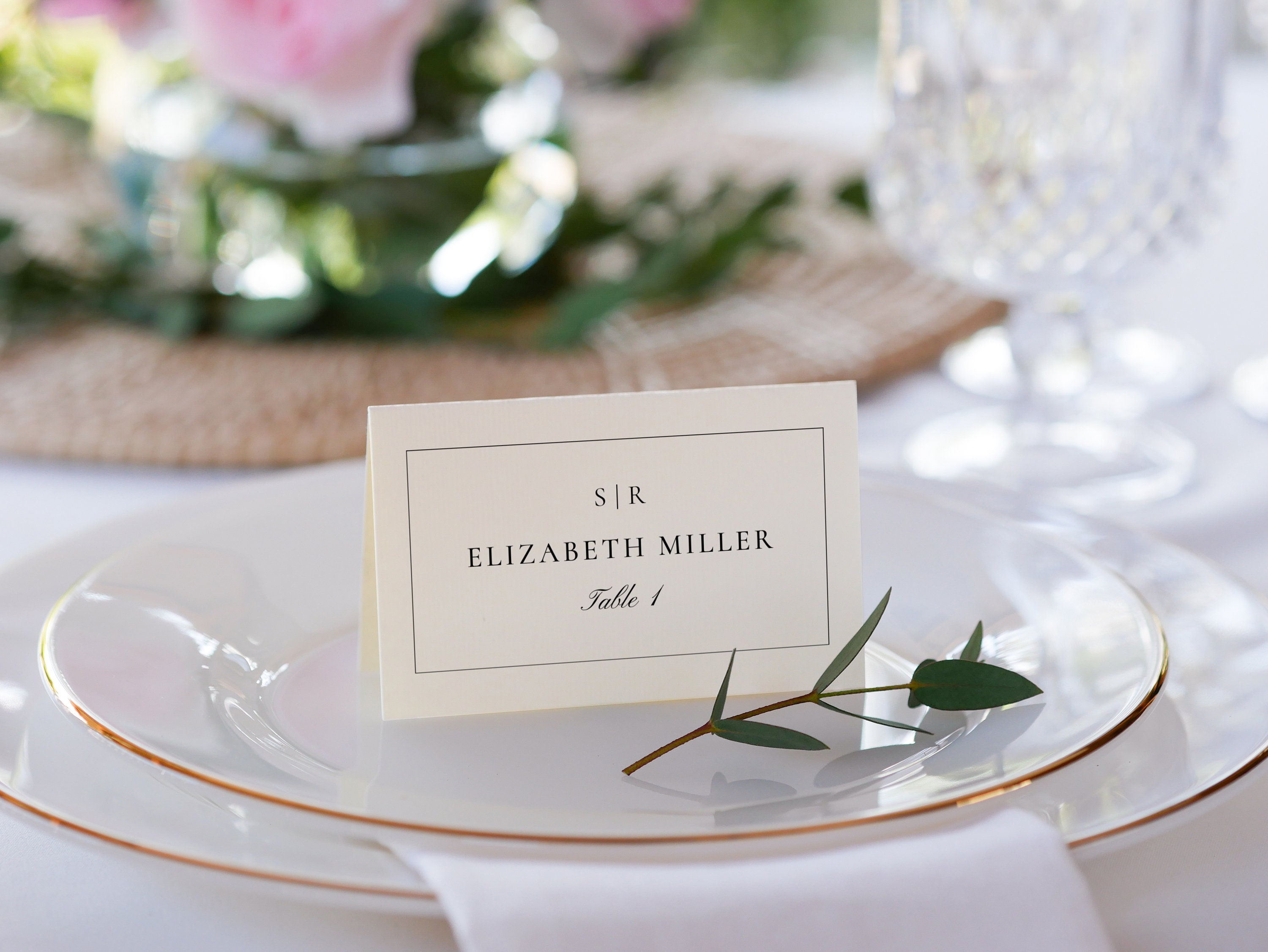 Minimal Wedding Place Cards Template, Elegant Place Card, Wedding Table ...