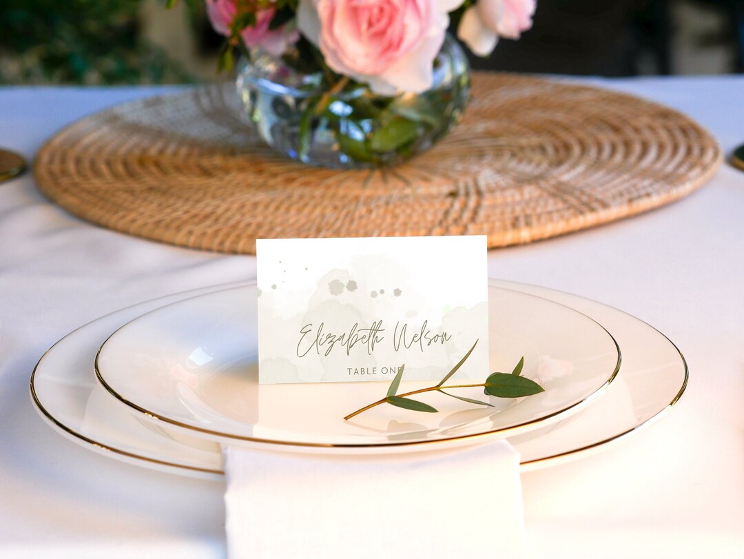 Watercolor Wedding Place Cards Template, Editable Place Cards ...