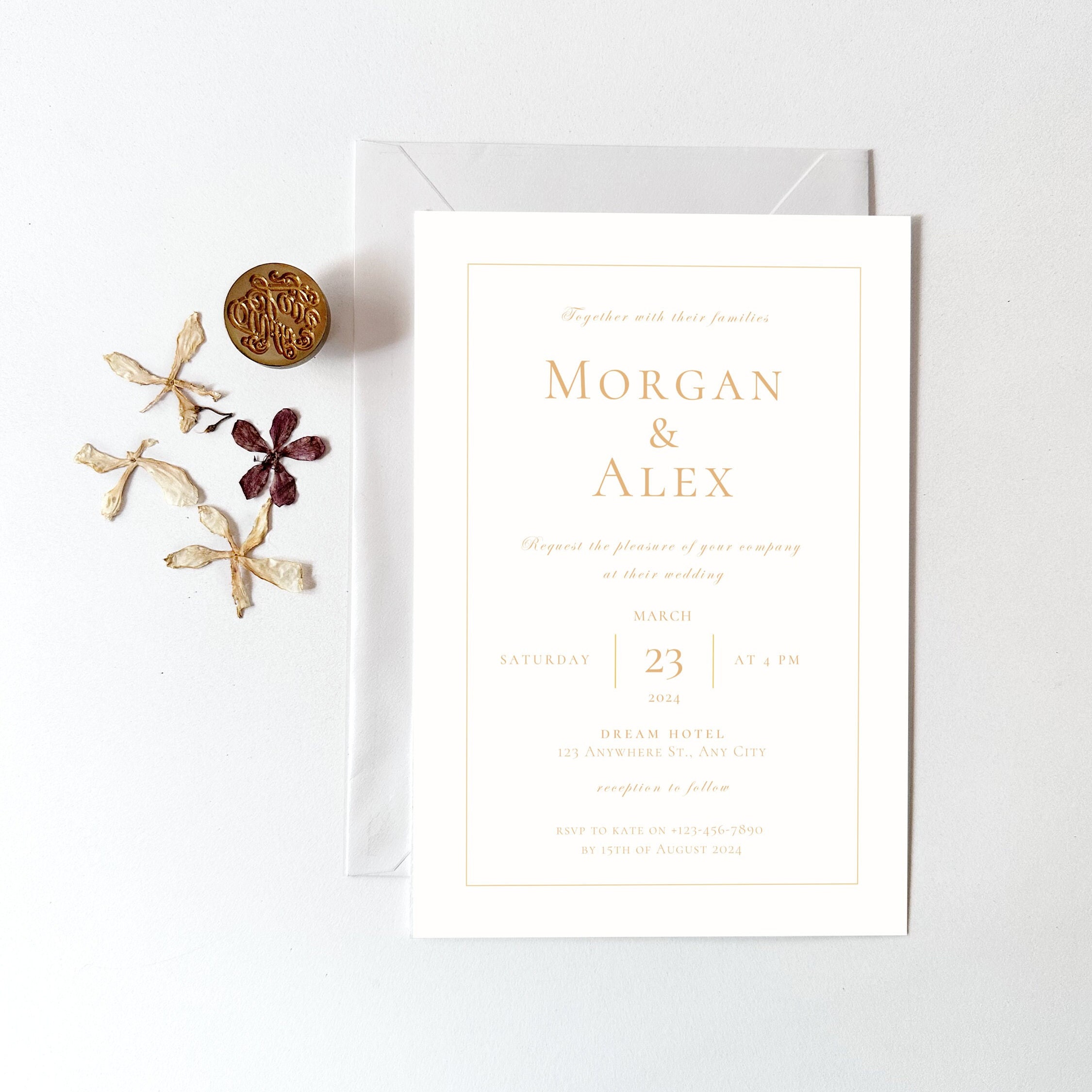 Minimalist Pastel Wedding Invitation Template, Editable Wedding ...