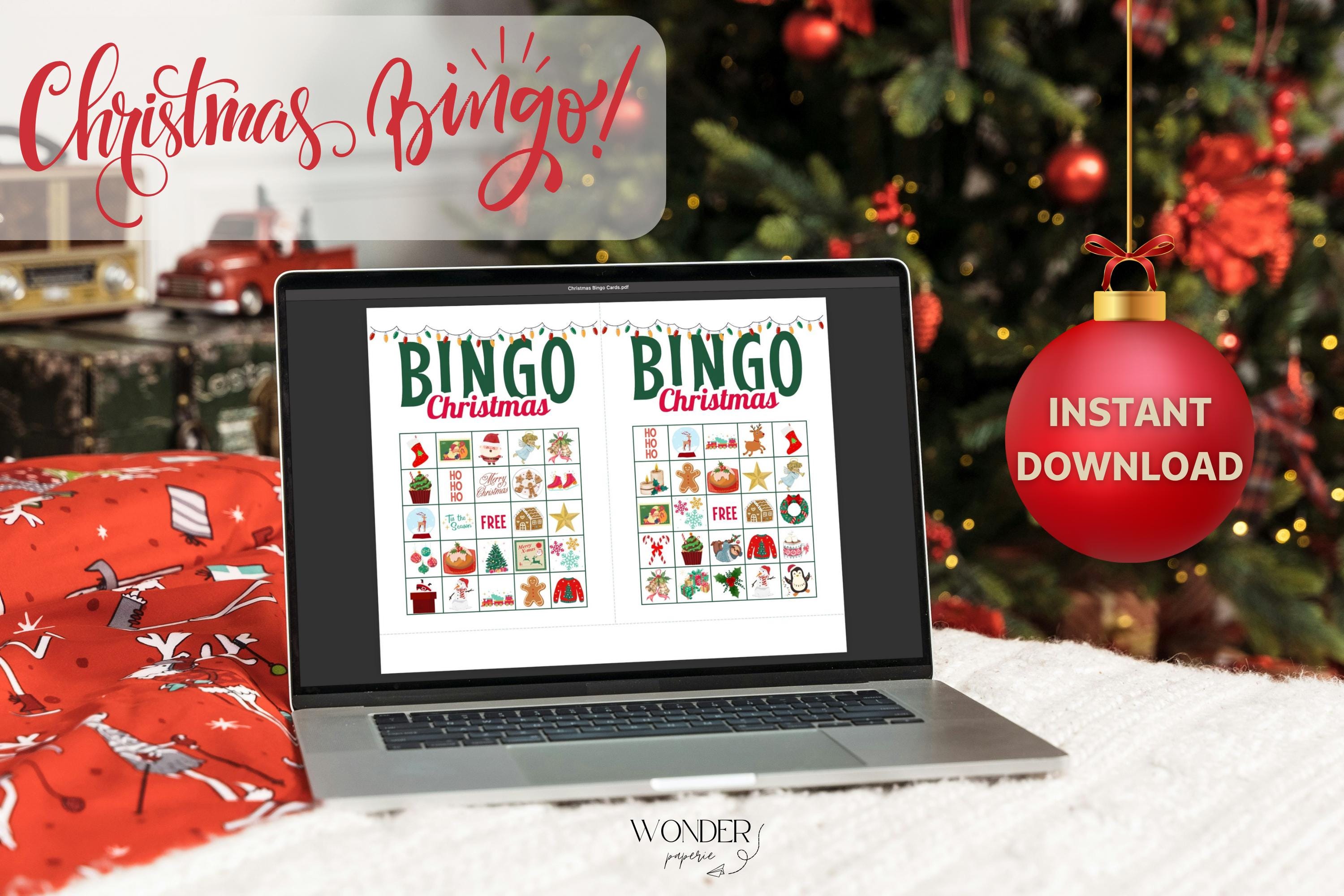 50 Christmas Bingo Cards, Christmas Bingo Game, Xmas Bingo for Kids ...