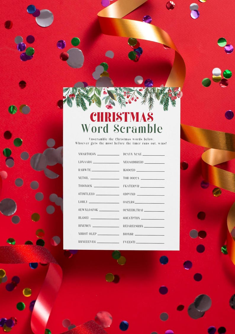 Christmas Word Scramble Game, Christmas Party Game, Printable Christmas ...