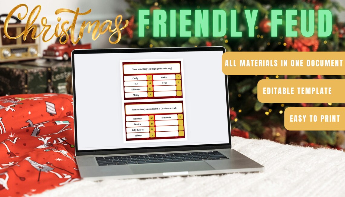 Christmas Friendly Feud, Editable Printable Christmas Game, 2024 ...