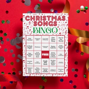 50 Christmas Songs Bingo Cards, Christmas Song Bingo Game, Xmas Songs ...