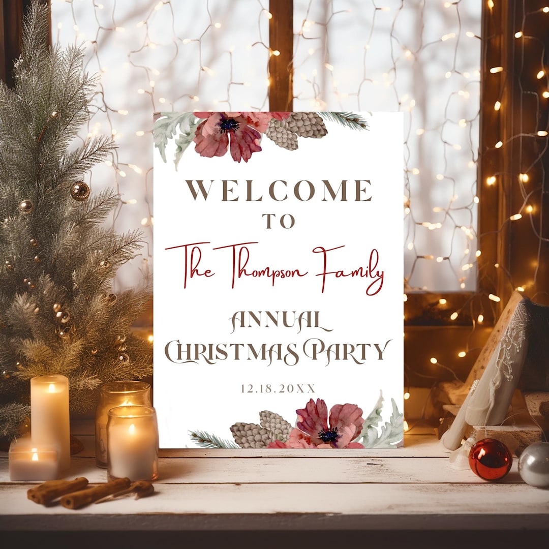 Christmas Party Welcome Sign, Welcome Christmas Party Sign, Editable ...