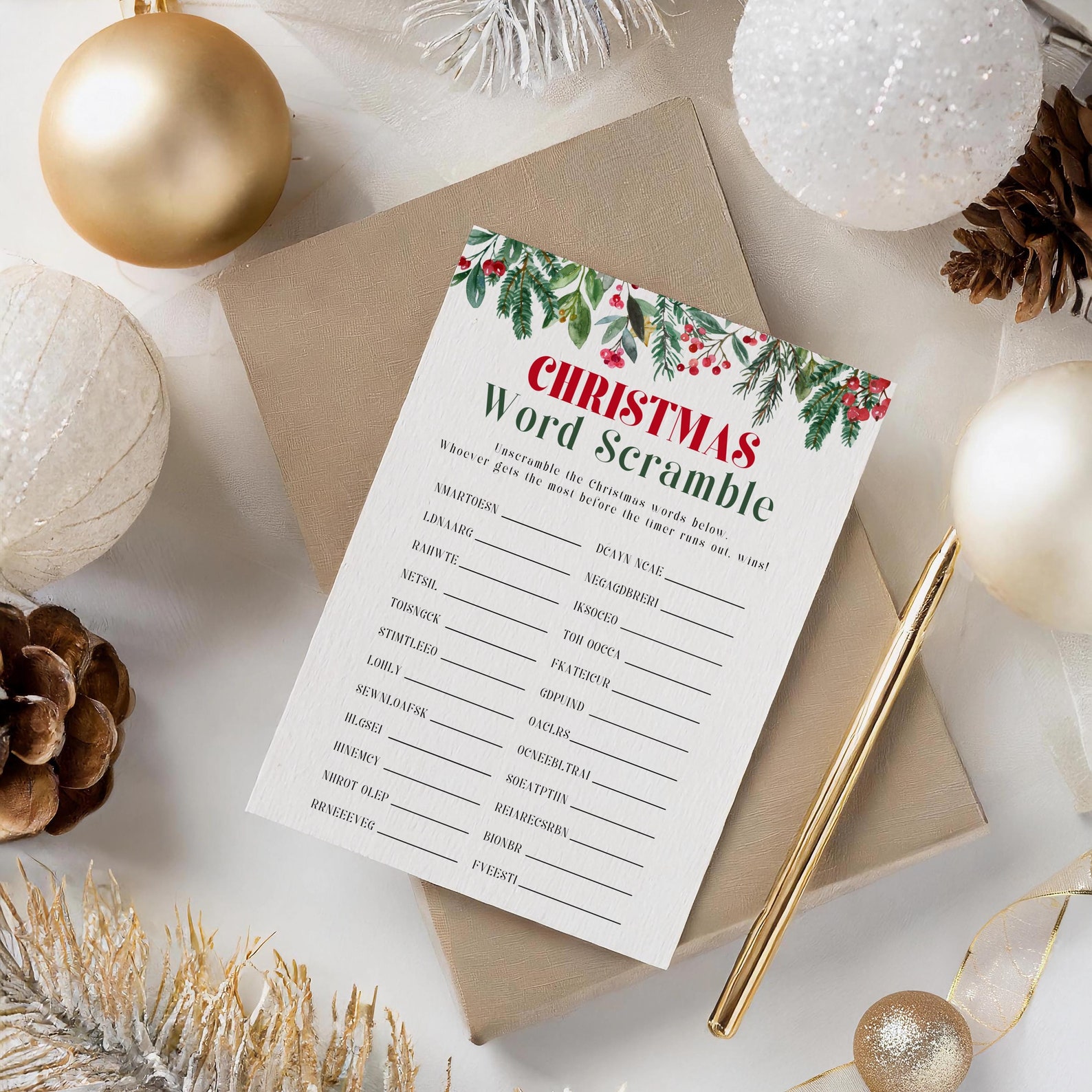 Christmas Word Scramble Game, Christmas Party Game, Printable Christmas ...