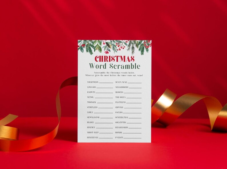 Christmas Word Scramble Game, Christmas Party Game, Printable Christmas ...