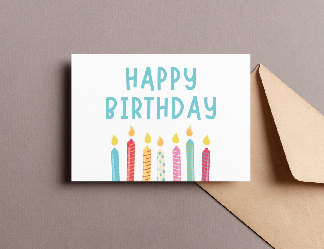 Printable Birthday Card With Candles, Editable Pastel Birthday Card ...