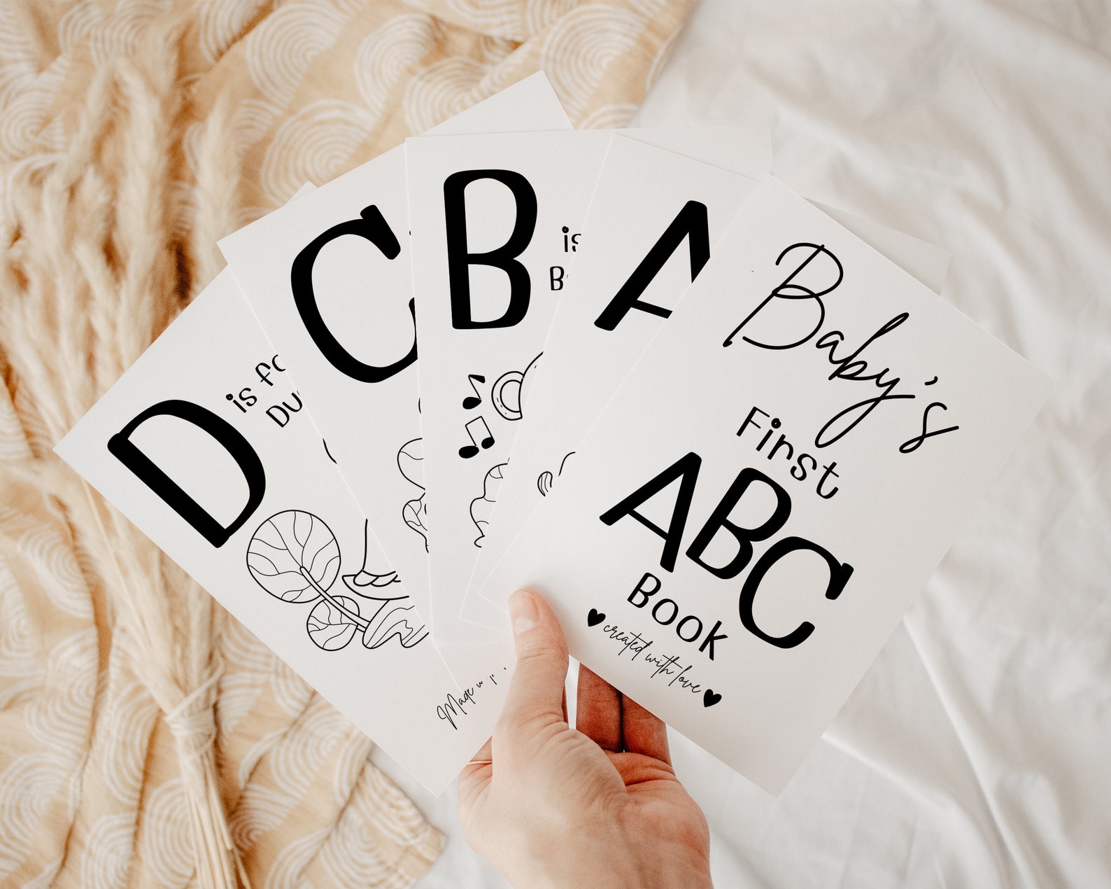 Baby Shower ABC Coloring Book, First Alphabet Coloring Book, Minimalist ...