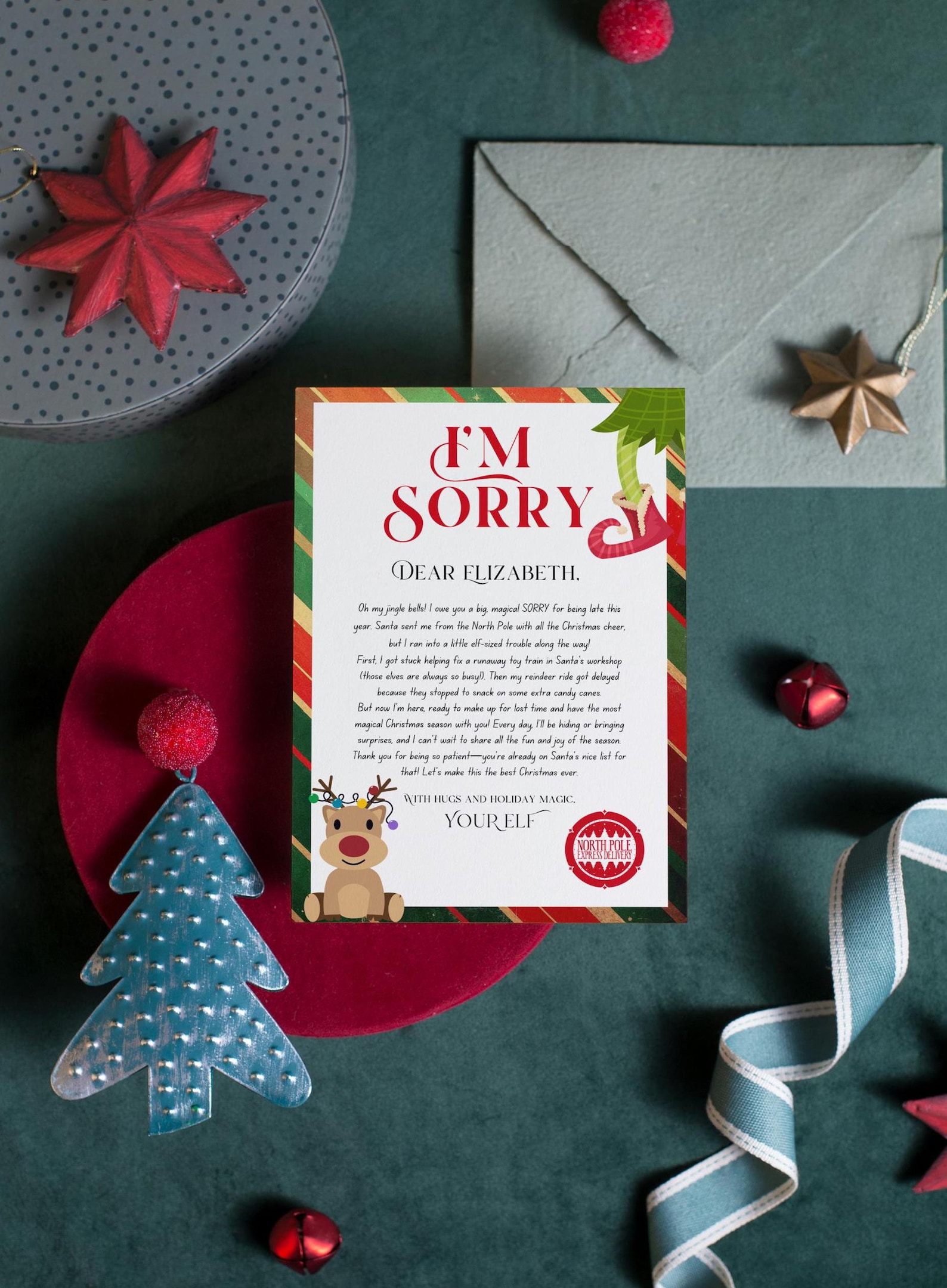 Sorry I'm Late, Editable Late Elf Letter Christmas, Elf Arrival Letter ...