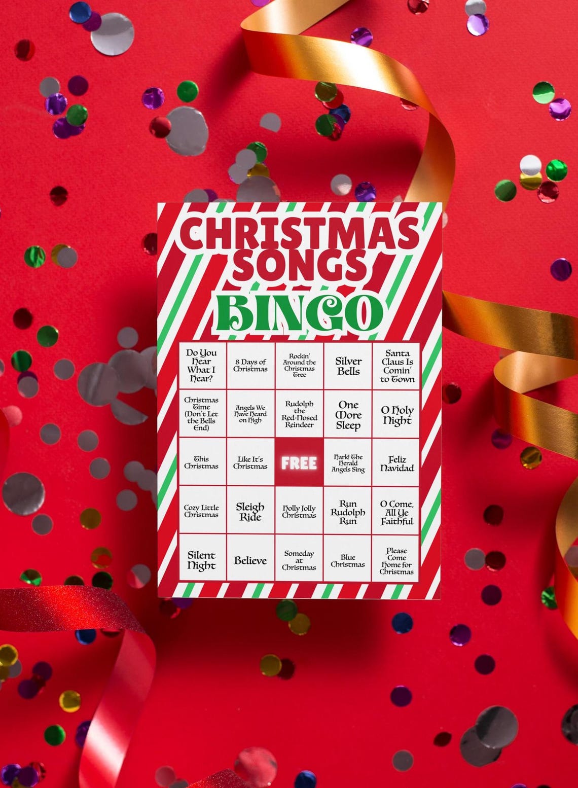 50 Christmas Songs Bingo Cards, Christmas Song Bingo Game, Xmas Songs ...