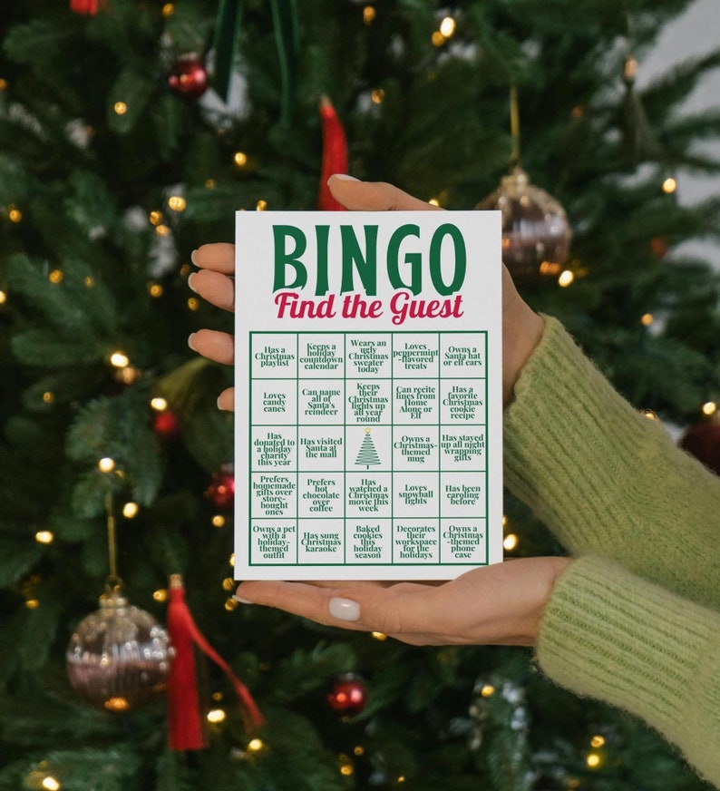 Find the Guest Christmas Bingo, Xmas Find the Guest Game, Christmas ...